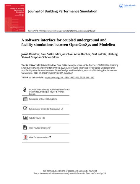 Pdf A Software Interface For Coupled Underground And Facility Simulations Between Opengeosys