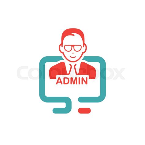 Red Admin Sign On Pc Laptop Vector Illustration Stock Vector Colourbox