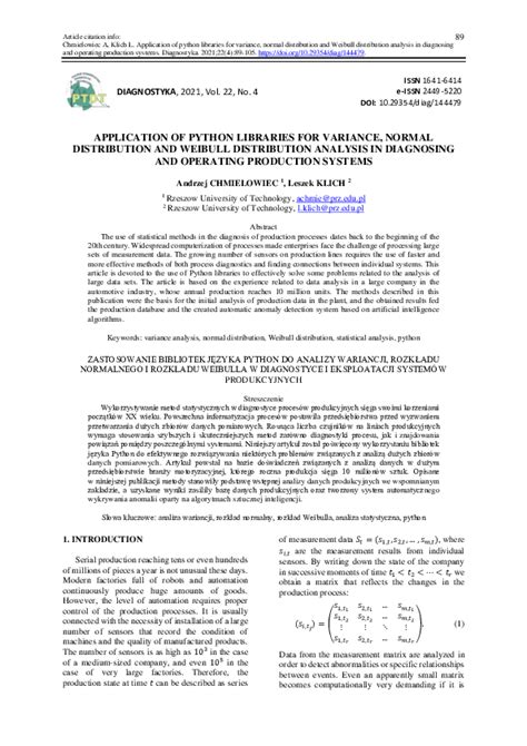 Pdf Application Of Python Libraries For Variance Normal Distribution And Weibull Distribution