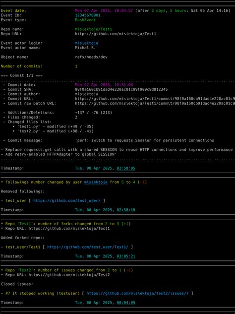 Github Misiektojagithubmonitor Real Time Tracking Of Github Users Activities Including