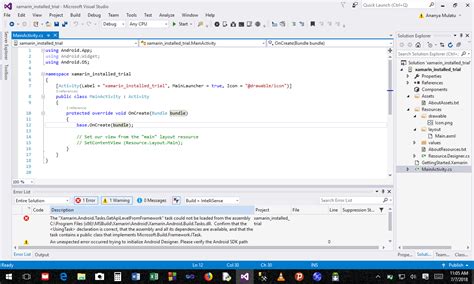 Xamarinandroid Xamarin Run Error Stack Overflow