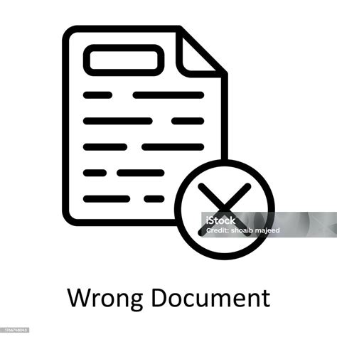 Wrong Document Vector Outline Design Illustration Symbol On White Background Eps 10 File Stock