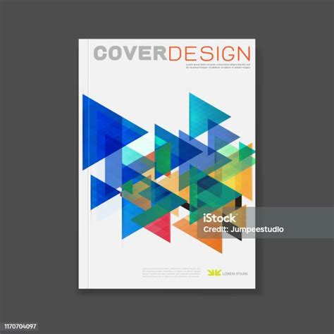 표지 템플릿 브로셔 템플릿 레이아웃 책 표지 연례 보고서 잡지 또는 A4 크기의 기술 개념 및 기업 비즈니스를위한 흰색 배경에 추상적 인 삼각형 디자인이있는 소책자 벡터
