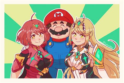 Mythra And Pyra Hanging Out With Mario Templeofmythra