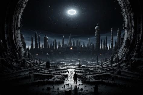 Premium Ai Image A Snapshot Depicts An Astronaut Standing Among The Moons Craters With The