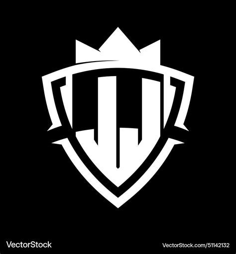 Jj Letter Monogram With Triangle Curve Shield Vector Image