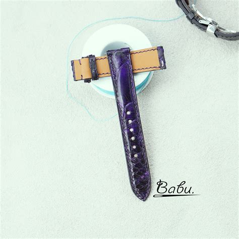 Deep Purple Python Leather Watch Strap With Quick Release Spring Bars Sw309