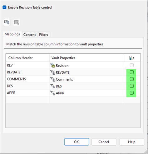 update autodesk vault revision table