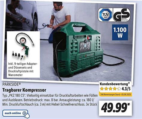 Parkside Tragbarer Kompressor Angebot Bei Lidl 1prospekte De