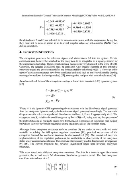 Effect Of Two Exosystem Structures On Output Regulation Of The Rtac System