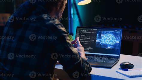Computer Scientist Updating Artificial Intelligence Machine Learning