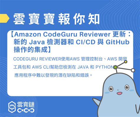 Amazon Codeguru Reviewer 更新：新的 Java 檢測器和 Cicd 與 Github 操作的集成 雲育鏈