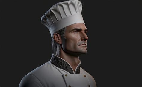 Premium Photo A Realistic Portrait Of A Man With A White Chef Hat
