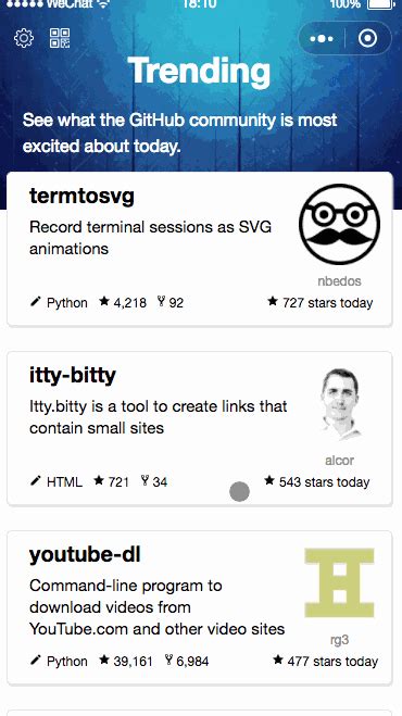 Github Jae Jaeweapp Github Trending 微信小程序：github今日榜单