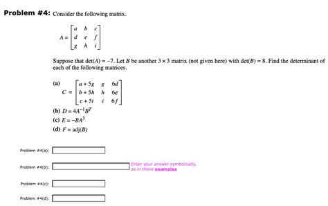 Solved Problem 4 Consider The Following Matrix Chegg Com