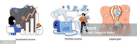 자본 이득 포트폴리오 소득 투자 소득 투자 및 채권 현금 흐름 뮤추얼 펀드 0명에 대한 스톡 벡터 아트 및 기타 이미지 0명 개념 경제 Istock