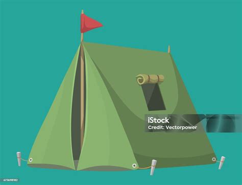 야외 텐트 벡터 일러스트 레이 션 자연 레저 여행 활동 모험 관광 숲 캠프장 쉼터 관광에 대한 스톡 벡터 아트 및 기타 이미지 관광 관광객 그래픽 프린트 Istock