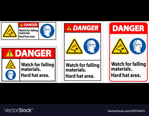 Danger Sign Watch For Falling Materials Hard Hat Vector Image