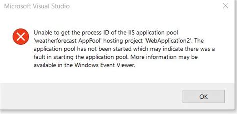 Iis Application Pool Error While Debugging Core 3 Web Api