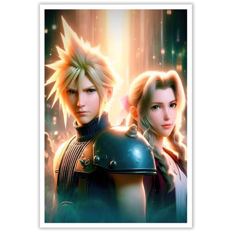 Aerith And Cloud Final Game Fantasy Art Poster Ff7 Remake