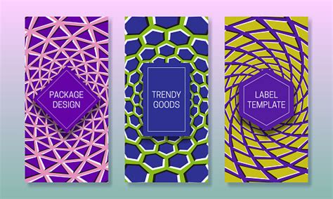 착시 포장 디자인입니다 최신 유행 상품에 대 한 다채로운 레이블 템플릿 집합입니다 원래 아름 다운 배경 색 프레임입니다 가리기에