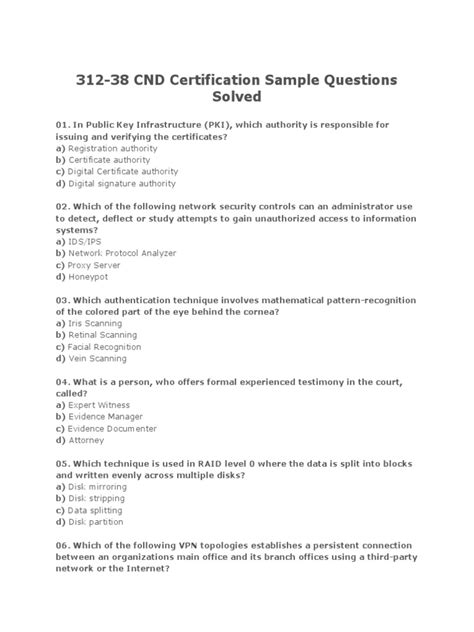 312 38 Cnd Certification Sample Questions Solved Pdf Computer Network Security