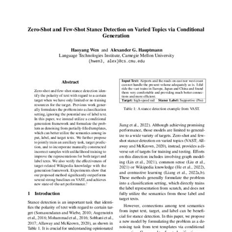Zero Shot And Few Shot Stance Detection On Varied Topics Via Conditional Generation ACL Anthology