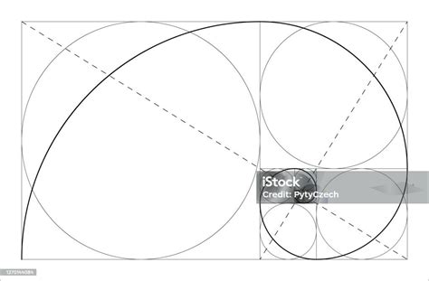 황금 비율 기하학적 개념 피보나치 나선 벡터 그림입니다 황금비에 대한 스톡 벡터 아트 및 기타 이미지 황금비 나선형 예술