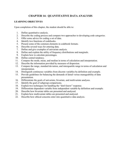 Chapter 14 Quantitative Data Analysis