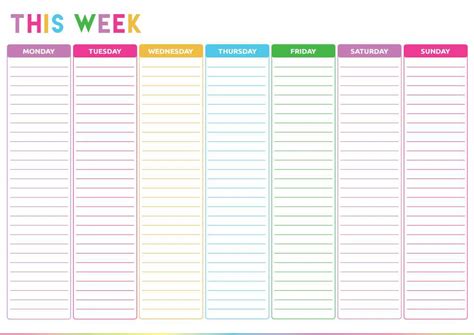 Editable Weekly Calendar Template For Easy Planning And Organization