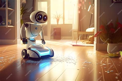 premium ai image robot cleaning the floor and performing housework