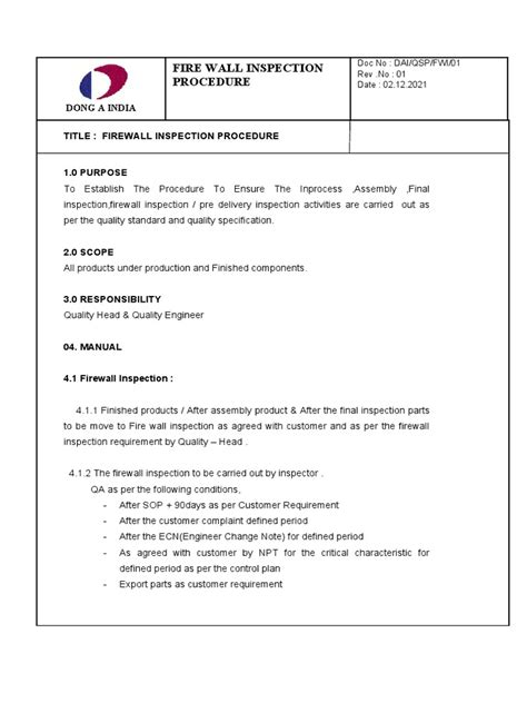 1firewall Inspection Procedure Pdf Business Process Evaluation 1firewall Inspection Procedure Pdf Business Process Evaluation