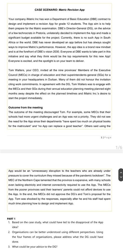 Solved CASE SCENARIO: Matric Revision App Your company | Chegg.com