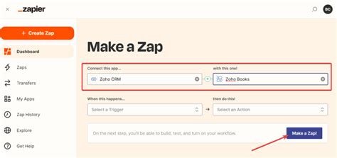 how to integrate zoho crm zoho books using zapier