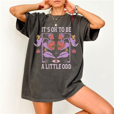 Its Ok To Be A Little Odd Shirt Retro Strawberry Graphic Teequirky