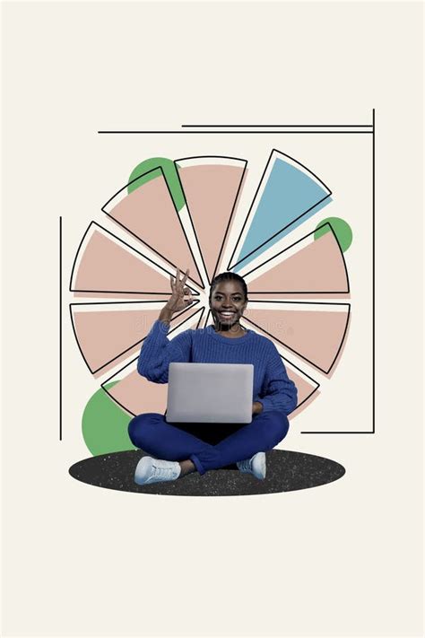 Creative Trend Collage Of Working Female Entrepreneur Show Okey Gesture Diagram Analysis Weird