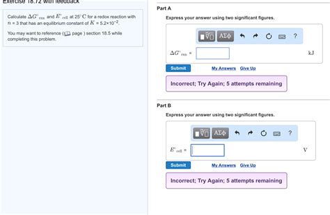 solved calculate delta g degree rxn and e degree cell at 25