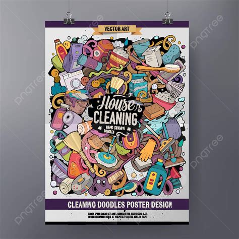 Cartoon Colorful Hand Drawn Doodles Cleaning Poster Domestic Banner