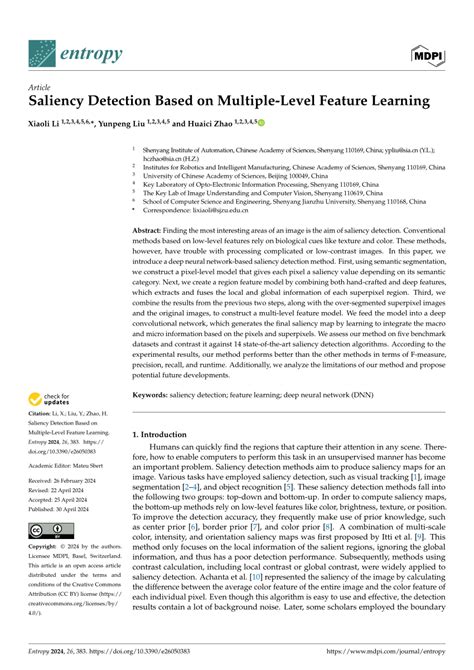 pdf saliency detection based on multiple level feature learning