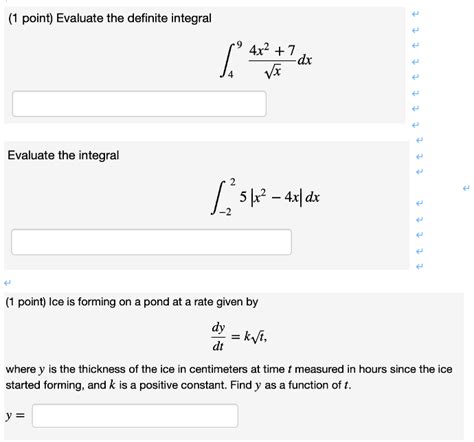1 Point Evaluate The Definite Integral ∫49x4x27dx