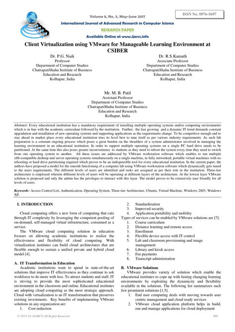 Pdf Client Virtualization Using Vmware For Manageable Learning