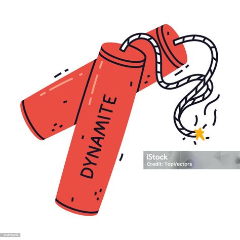 Dynamite Red Stick With Fuse As Explosive And Reactive Substance For Explosion Vector ...