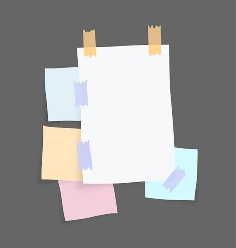 종이 노트 스티커 메모 메시지를 종이 시트에 놓습니다 프리미엄 벡터