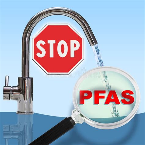 Stop To Pfas Contamination Of Drinking Water Concept With Magnifying
