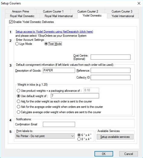 Printing Yodel Labels In One Stop Order Processing