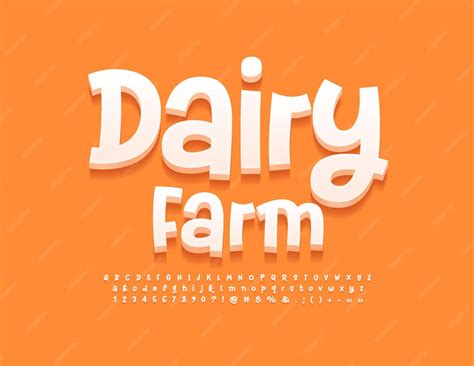 Premium Vector Vector Modern Emblem Dairy Farm Playful White 3d Font