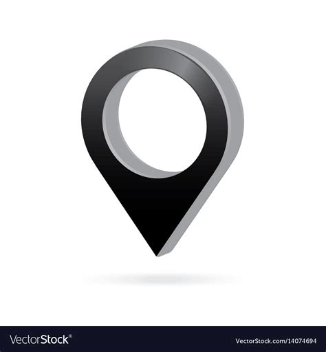 3d metal black map pointer icon marker gps vector image