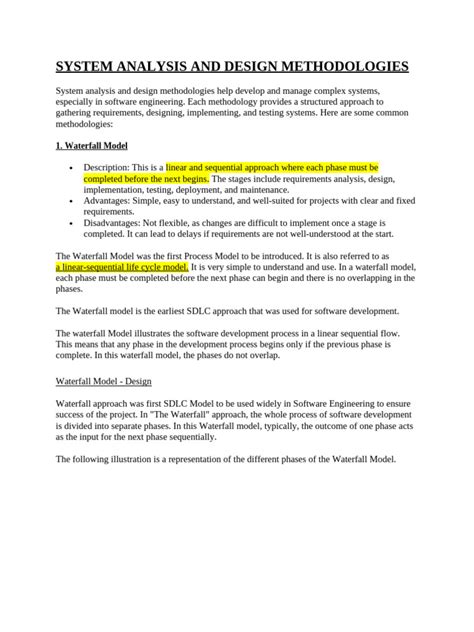 System Analysis And Design Methodologies 22 Pdf Software Development Process Agile