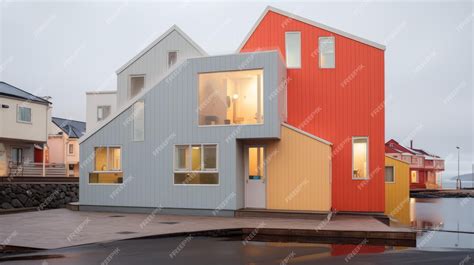 Premium Ai Image Minimalist Modern Architecture With Colorful Interlocking Structures