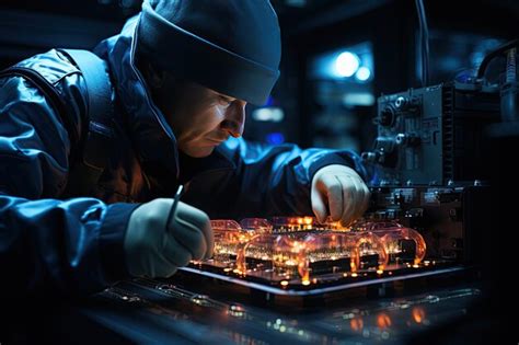 Premium Ai Image An Engineer Is Splicing Fiber Optic Cables Together